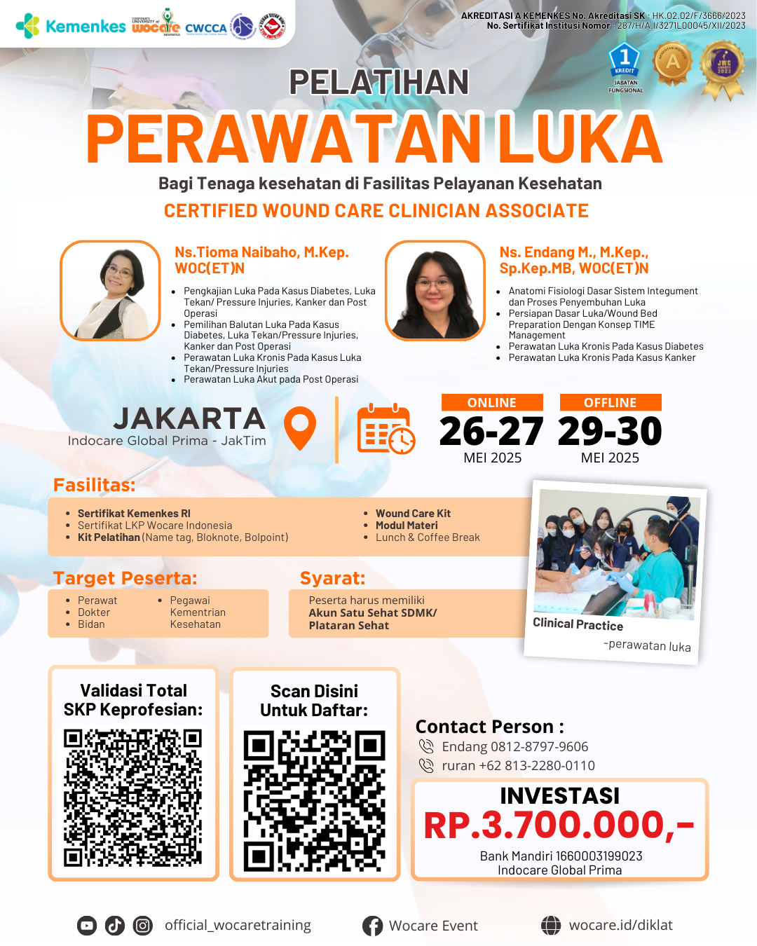 PELATIHAN PERAWATAN LUKA MODERN (CWCCA) JAKARTA MEI 2025